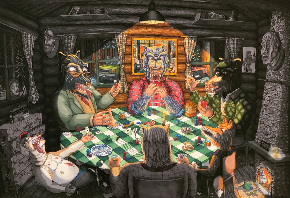 "Wolves playing poker" Guttestreker – Galleri ER